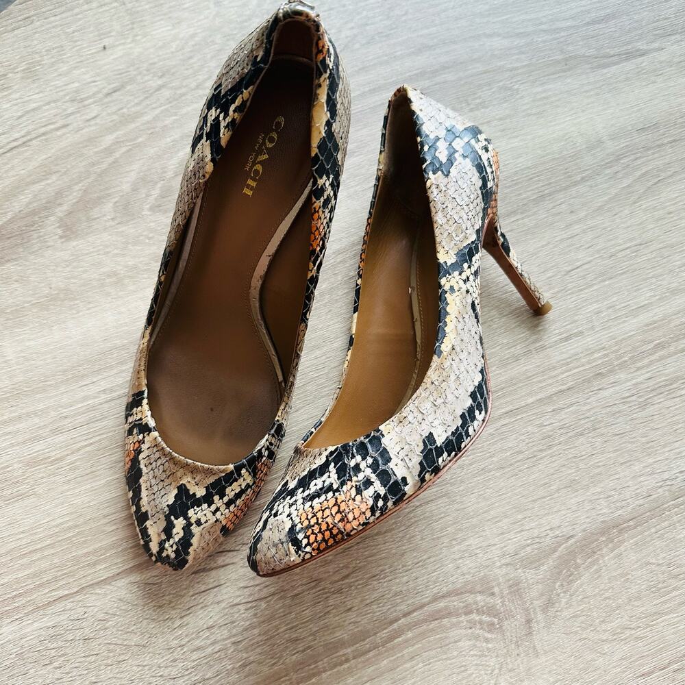 Coach Nala Graphic Animal Snake Print Slip On Pumps - Gem